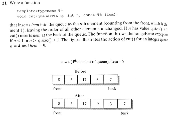 Solved 21. Write a function template void cut (queue qsize) | Chegg.com