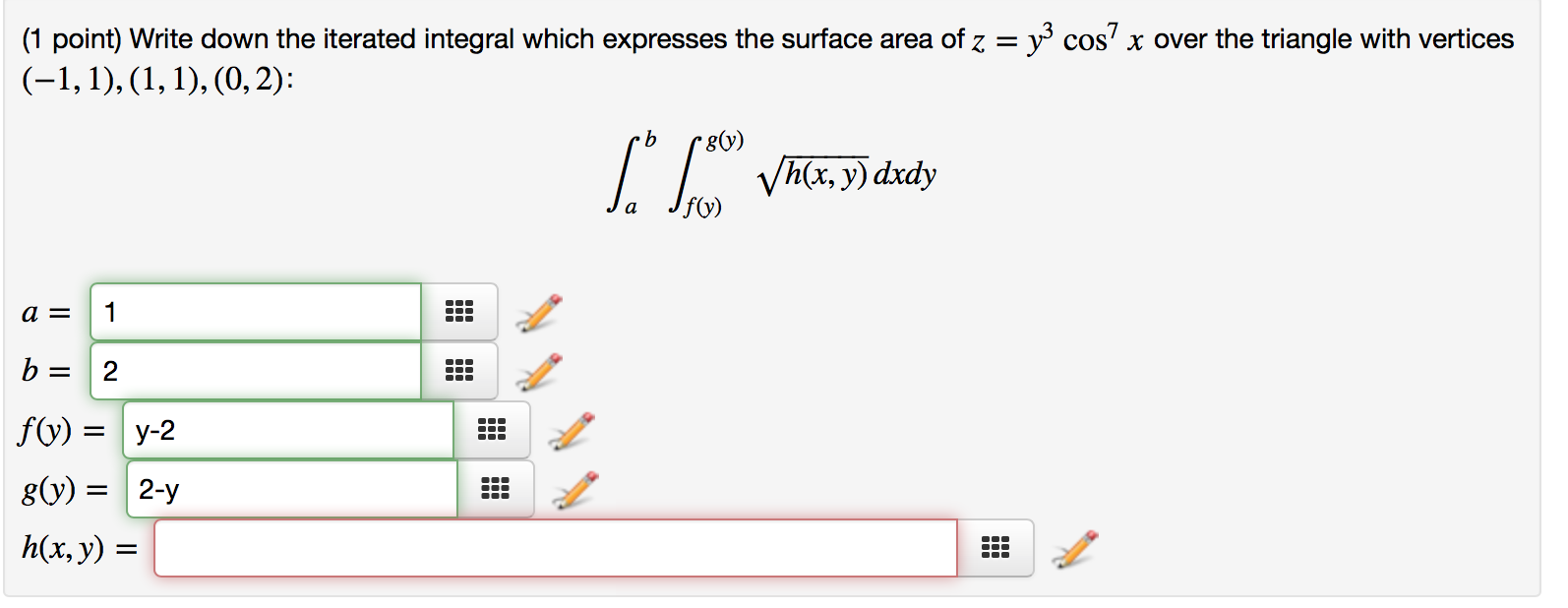 Solved Write down the iterated integral which expresses the | Chegg.com