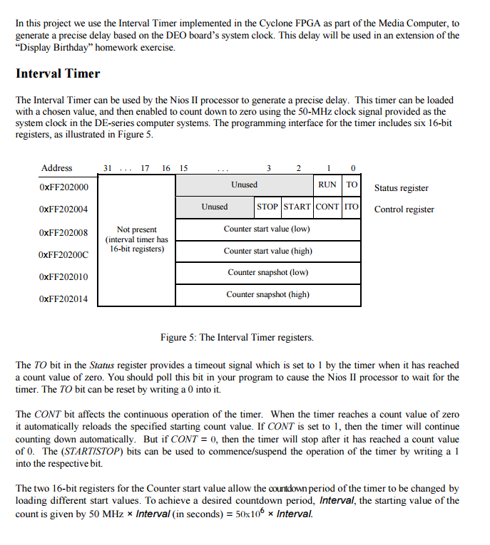 In this project we use the Interval Timer implemented | Chegg.com