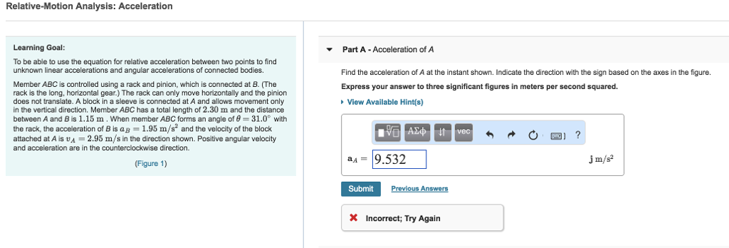 Solved Relative-Motion Analysis: Acceleration Learning Goal | Chegg.com