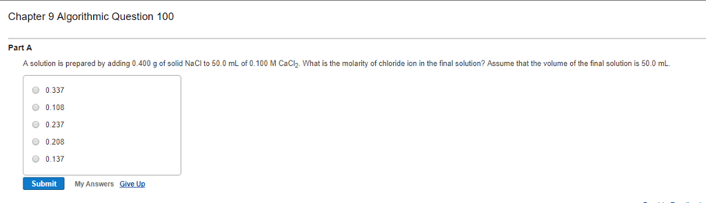 Solved Chapter 9 Algorithmic Question 100 Part A A solution | Chegg.com Solved Chapter 9 Algorithmic Question 100 Part A A solution | Chegg.com