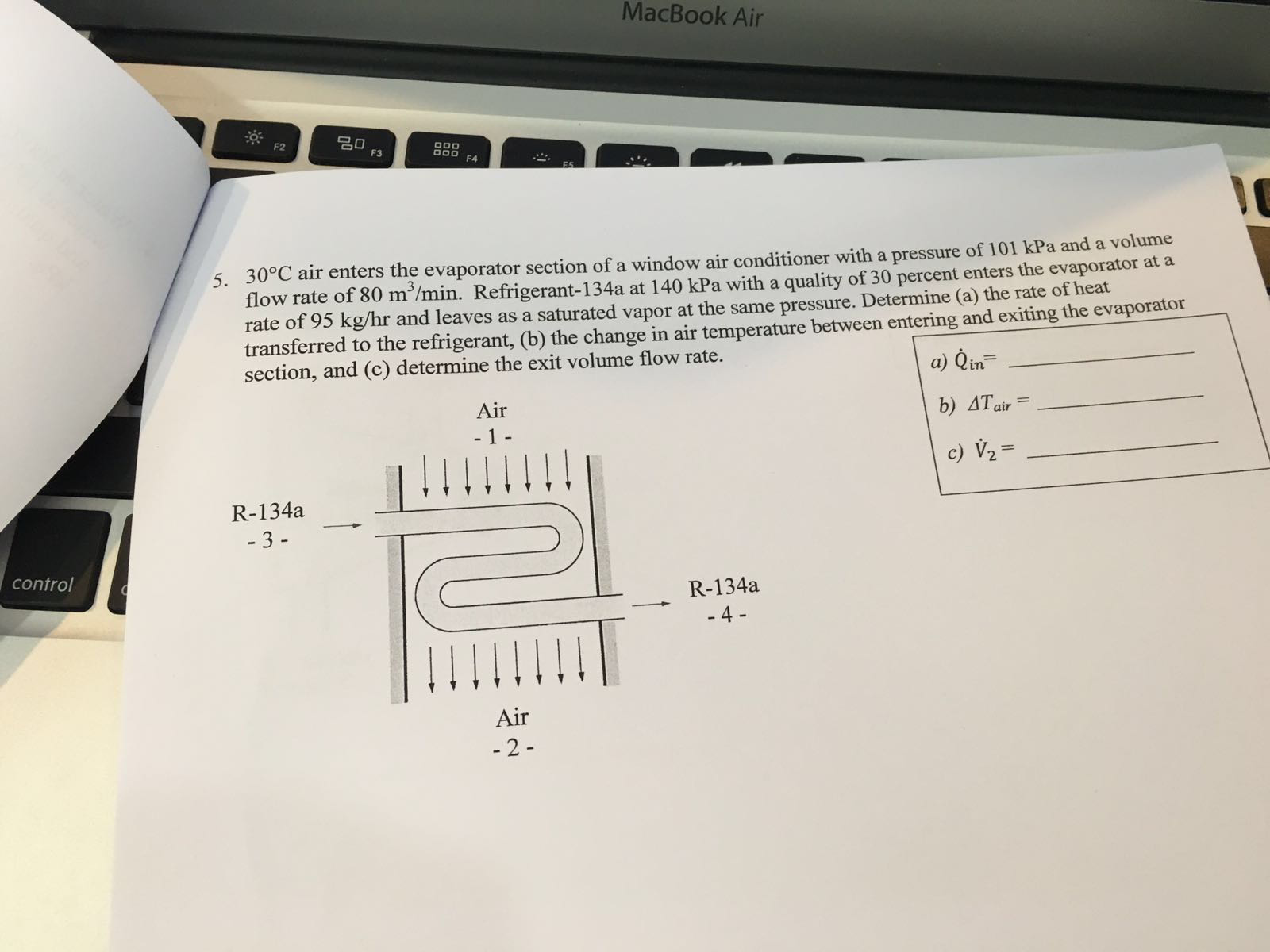 Solved 30 degree C air enters the evaporator section of a | Chegg.com