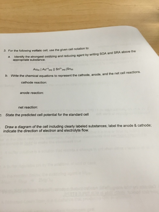 Solved For the following voltaic cell, use the given cell | Chegg.com