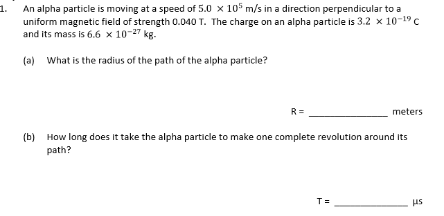 Solved An alpha particle is moving at a speed of 5.0 105 m/s | Chegg.com