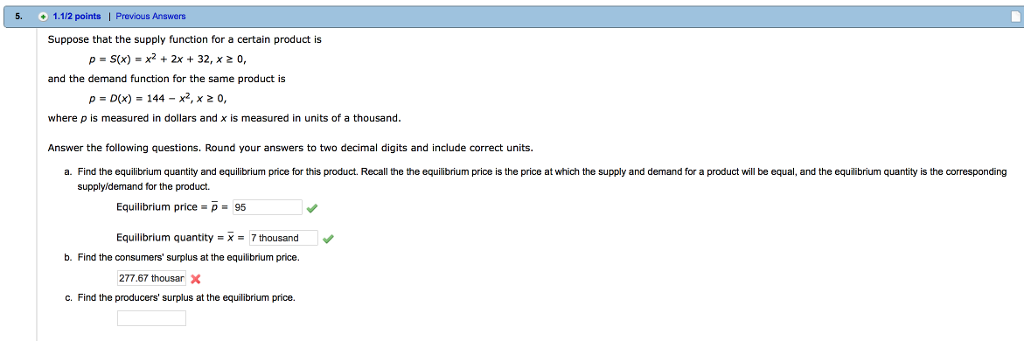 Solved Suppose that the supply function for a certain | Chegg.com