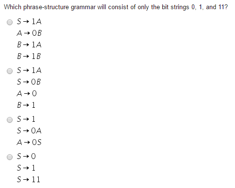 Solved Which phrase-structure grammar will consist of only | Chegg.com