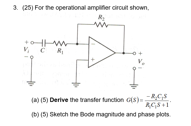Solved 3. (25) For the operational amplifier circuit shown, | Chegg.com