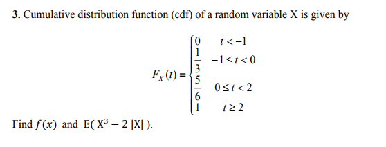 Solved 3. Cumulative distribution function (cdf) of a random | Chegg.com