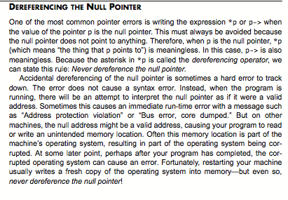 Solved DEREFERENCING THE NULL POINTER One of the most common | Chegg.com