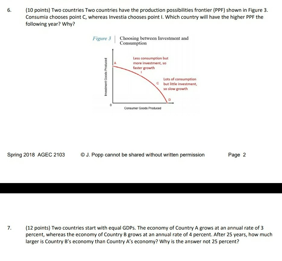 Solved (10 points) Two countries Two countries have the | Chegg.com