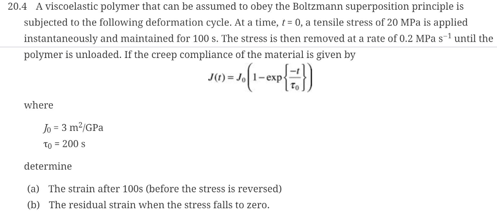 Solved A viscoelastic polymer that can be assumed to obey | Chegg.com