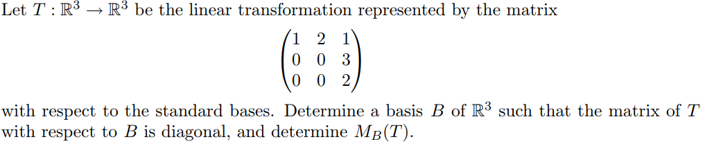 Solved Let T:R3R3 be the linear transformation represented | Chegg.com