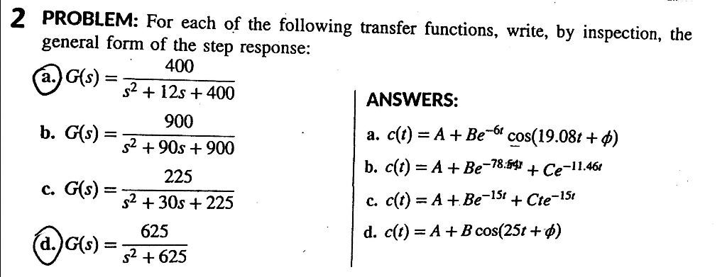 Solved For each of the following general form of the step | Chegg.com