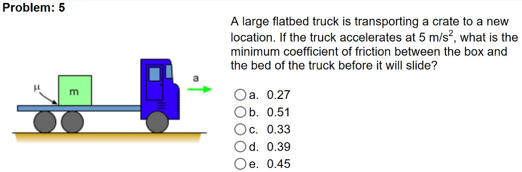 Solved Problem: 5 A large flatbed truck is transporting a | Chegg.com
