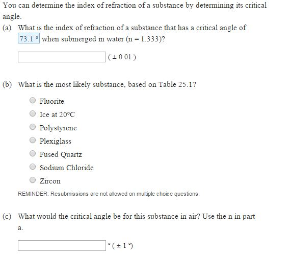 Solved You can determine the index of refraction of a | Chegg.com