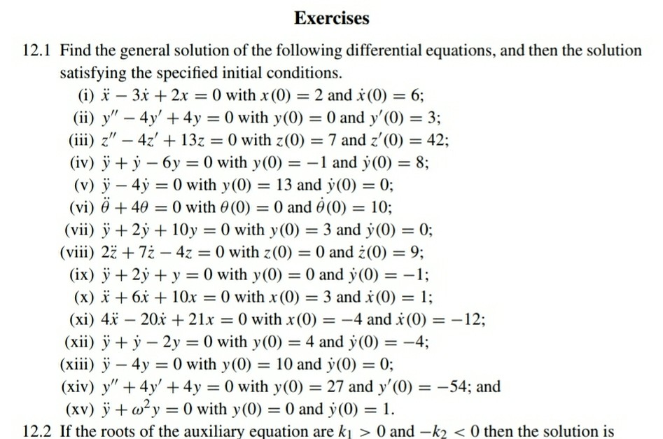 Solved Exercises 12.1 Find the general solution of the | Chegg.com