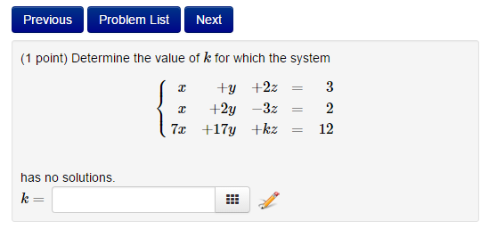 Solved Determine The Value Of K For Which The System {x Y