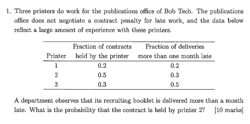 Solved 1. Three printers do work for the publications office | Chegg.com