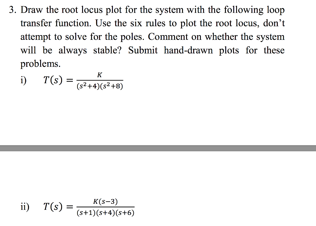 Solved Draw The Root Locus Plot For The System With The 