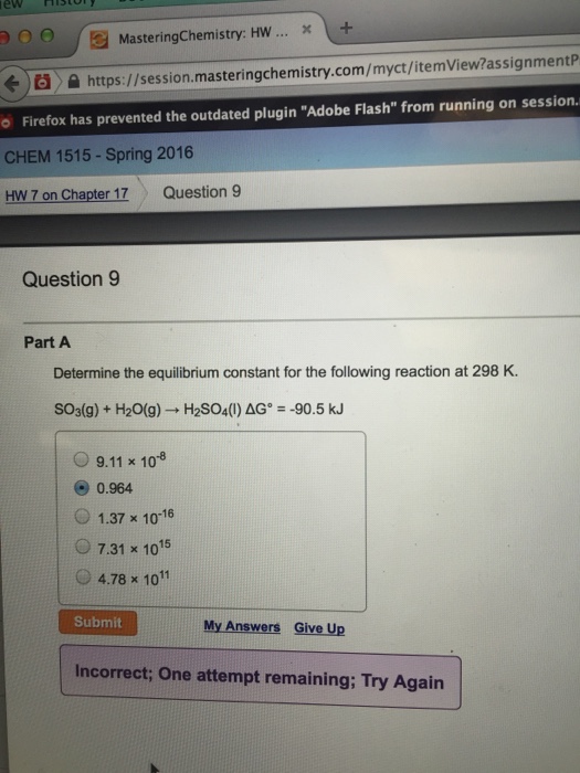 Solved Determine the equilibrium constant for the following | Chegg.com