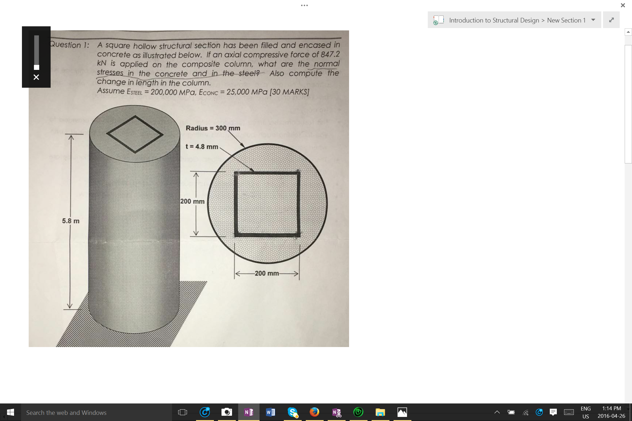 Solved A square hollow structural section has been filled | Chegg.com