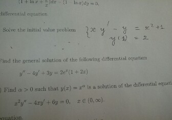 Solved Solve the initial value problem x y' - y = x^2 + 1 | Chegg.com