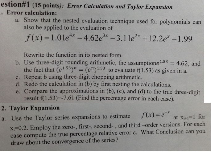 Solved Error Calculation and Taylor Expansion . Error | Chegg.com