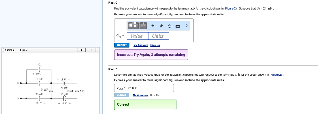 Solved Item 2 Part A Find the equivalent capacitance with | Chegg.com