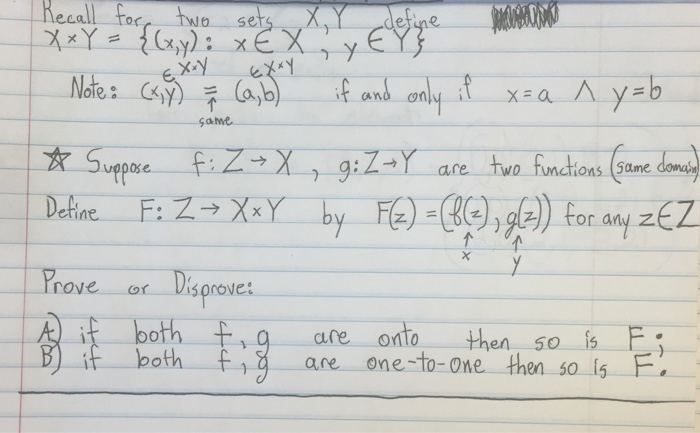 Solved Recall for the two sets X, Y define x times Y = | Chegg.com