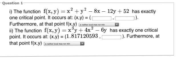 Solved The function f(x, y) = x^2 + y^2 - 8x - 12y - 52 one | Chegg.com