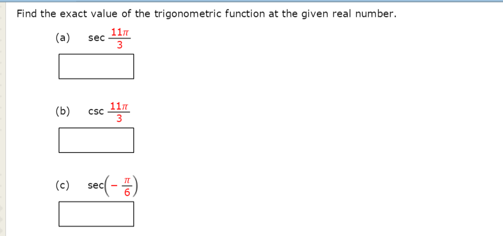 Solved Find the exact value of the trigonometric function at | Chegg.com