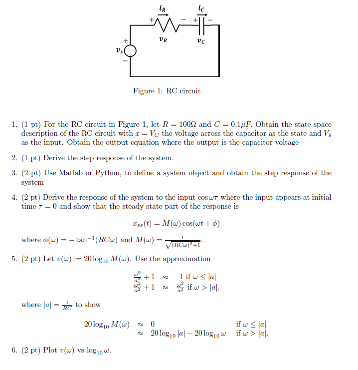 Solved Figure 1: RC circuit 1. (1 pt) For the RC circuit in | Chegg.com