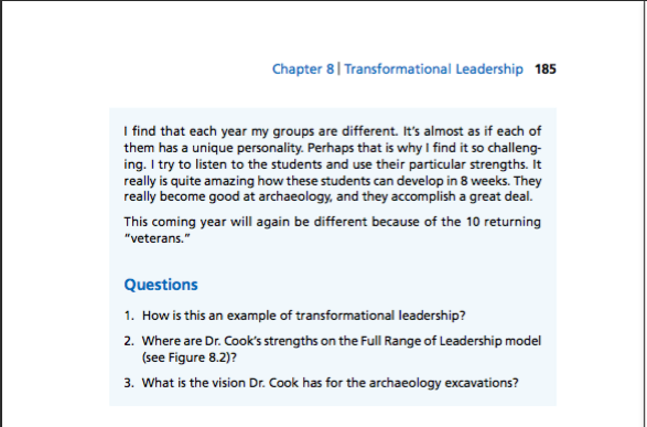 Solved Chapter 81 Transformational Leadership 183 184 | Chegg.com