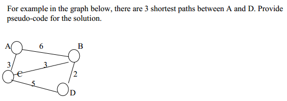 Solved For example in the graph below, there are 3 shortest | Chegg.com