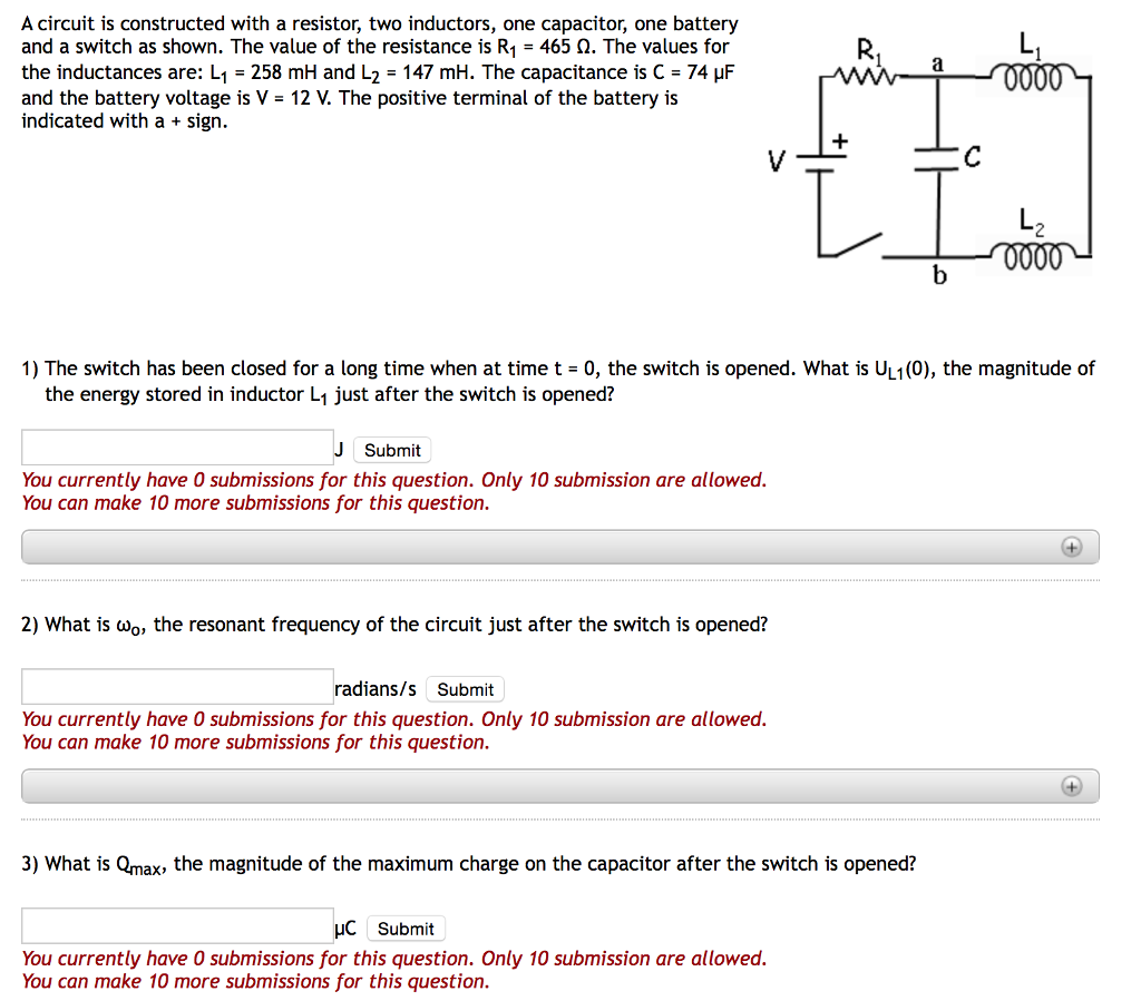 Solved A circuit is constructed with a resistor, two | Chegg.com