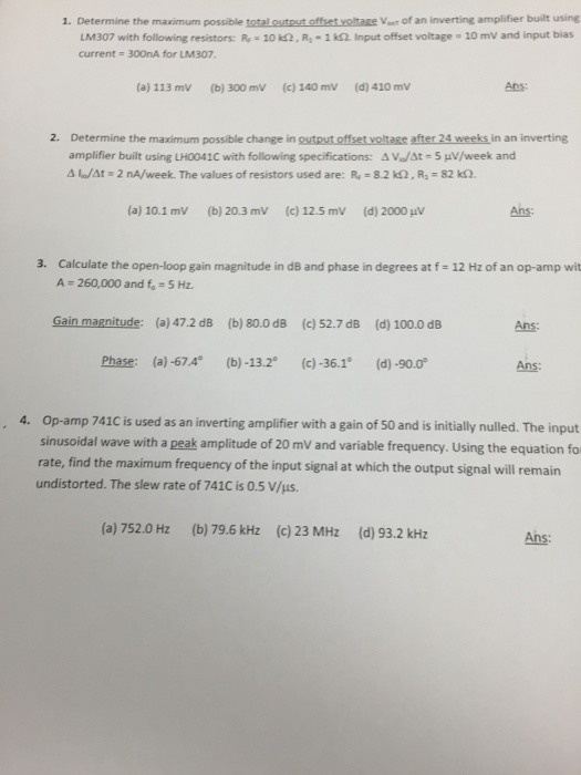 Determine the maximum possible total output offset | Chegg.com