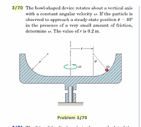Solved The bowl shaped device rotates about a vertical axis | Chegg.com