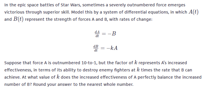 Solved In the epic space battles of Star Wars, sometimes a | Chegg.com