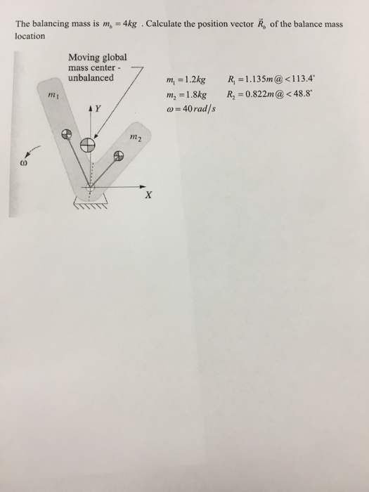 Solved The balancing mass is m_b = 4kg. Calculate the | Chegg.com