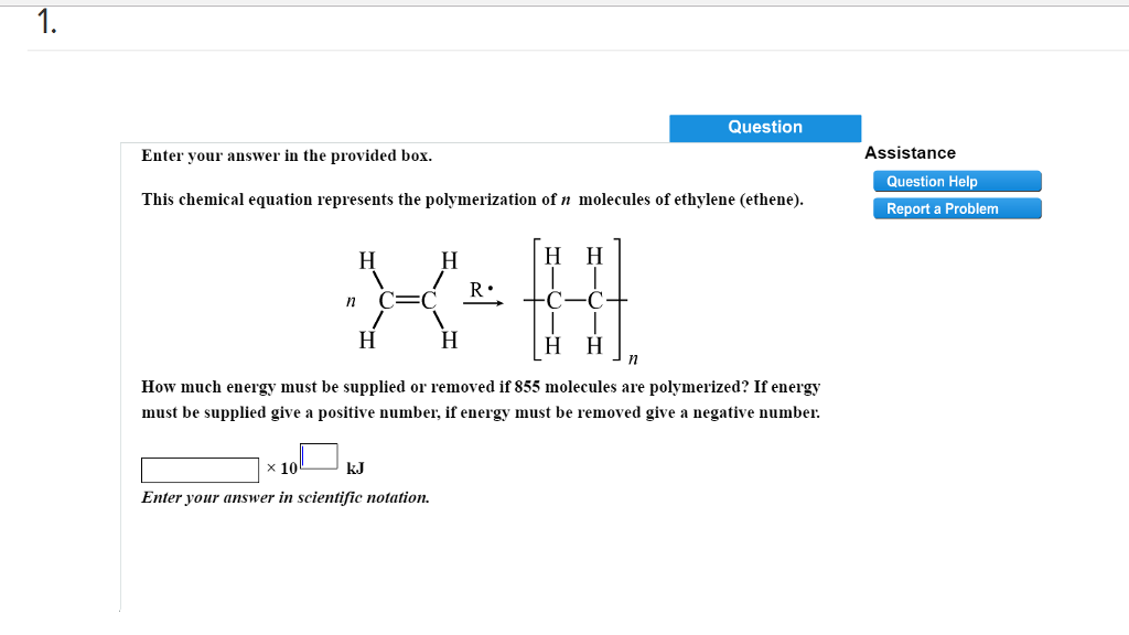 Solved This chemical equation represents the polymerization | Chegg.com
