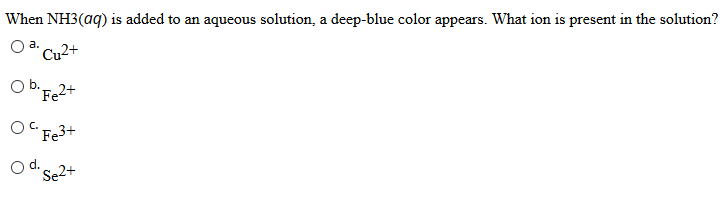 Solved When NH3(aq) is added to an aqueous solution, a | Chegg.com