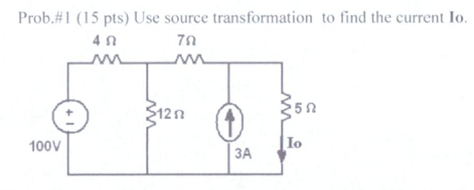 Solved Use source transformation to find the current Io. | Chegg.com