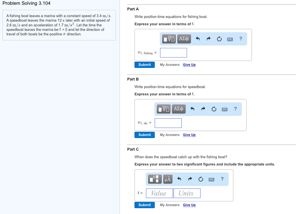 Solved Problem Solving 3.104 Part A A fishing boat leaves a | Chegg.com