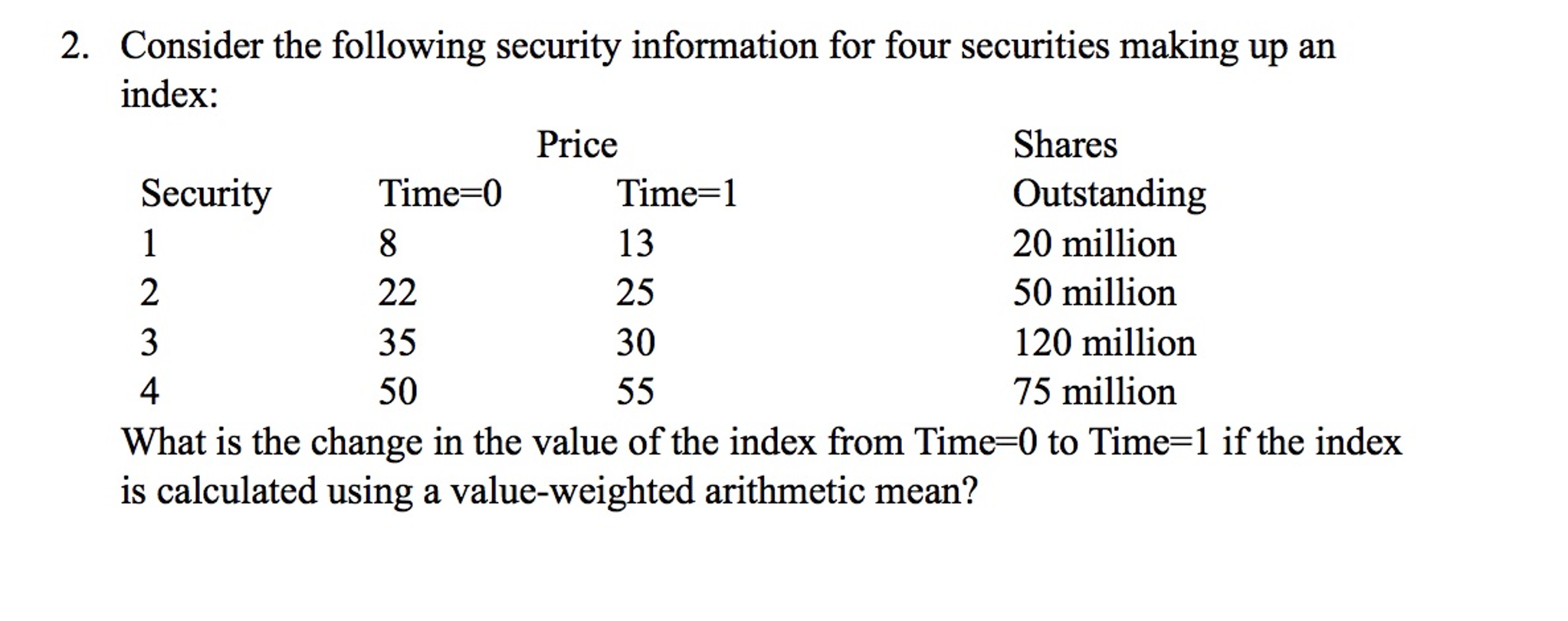 Solved Consider the following security information for four | Chegg.com