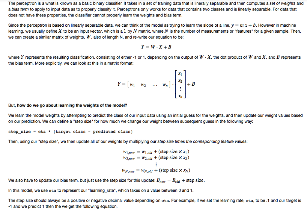 The perceptron is a what is known as a basic binary | Chegg.com