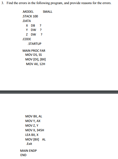 Find the errors in the following program, and provide | Chegg.com