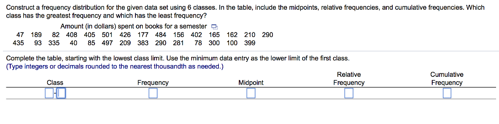 Solved Construct A Frequency Distribution For The Given Data 