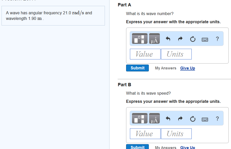Solved Part A A wave has angular frequency 21.0 rad/s and | Chegg.com