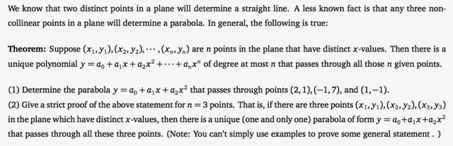 Solved We know that two distinct points in a plane will | Chegg.com