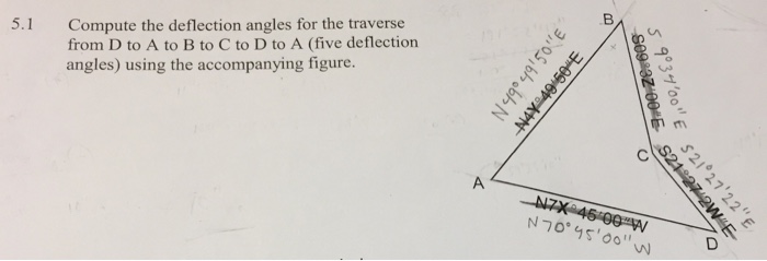 Solved Compute the deflection angles for the traverse from D | Chegg.com